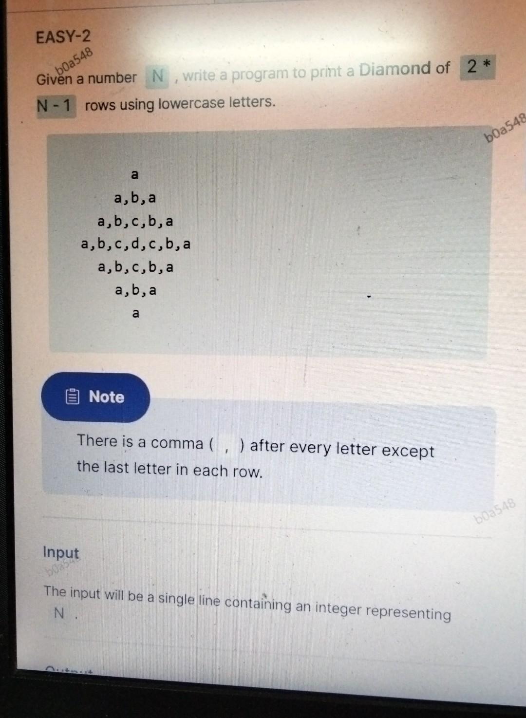 Solved EASY-2 Given a number , write a program to print a | Chegg.com
