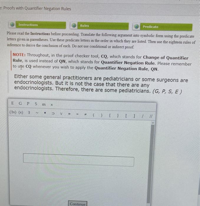 Solved ge: Proofs with Quantifier Negation Rules X | Chegg.com