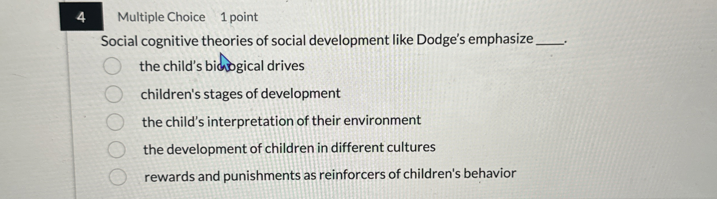 Solved 4Multiple Choice1 ﻿pointSocial cognitive theories of | Chegg.com
