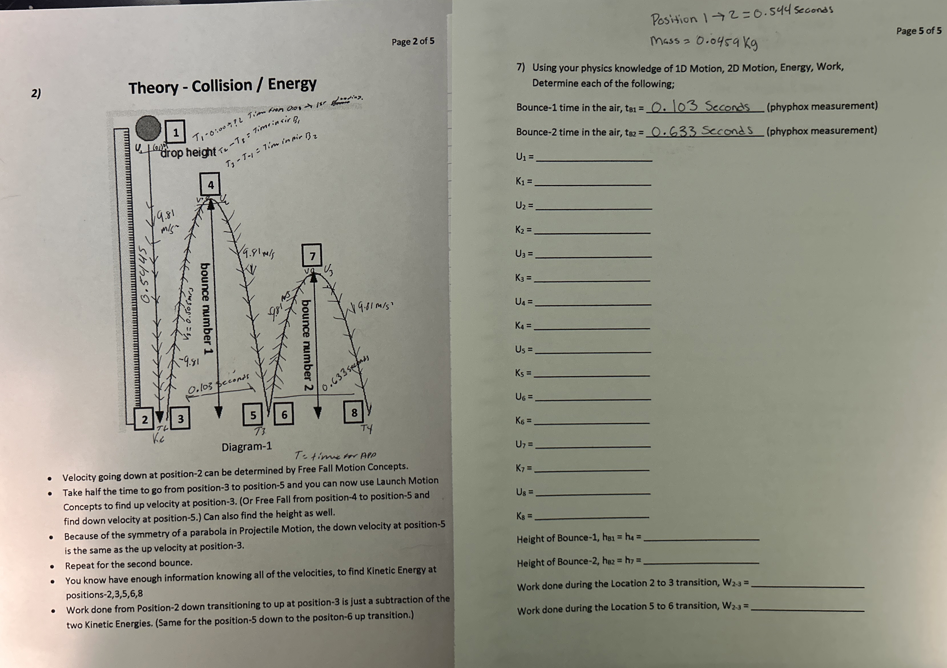 Solved Theory - ﻿Collision / ﻿EnergyVelocity going down at | Chegg.com