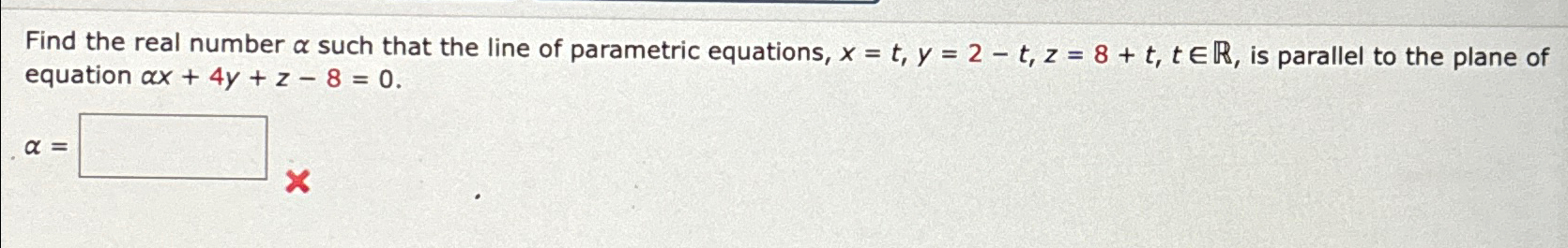 Solved Find the real number α ﻿such that the line of | Chegg.com