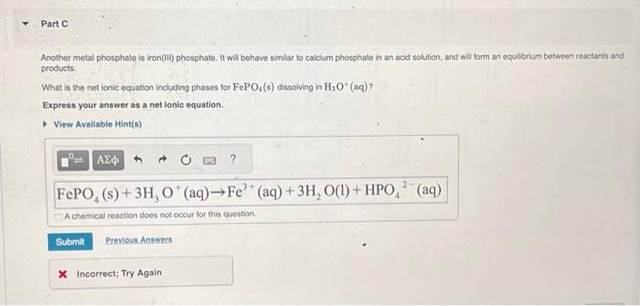 Solved Another metal phosphate is iron(II) phosphate. It | Chegg.com
