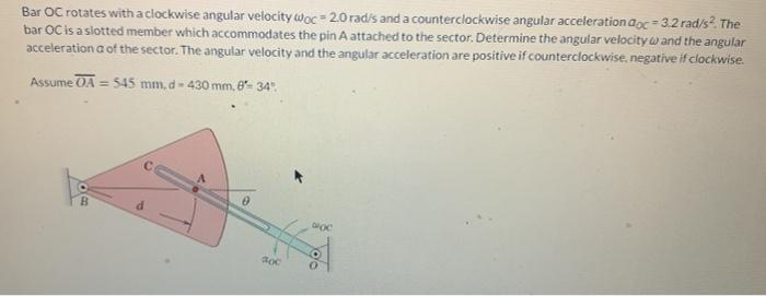 Solved Bar Oc Rotates With A Clockwise Angular Velocity Woc 1867