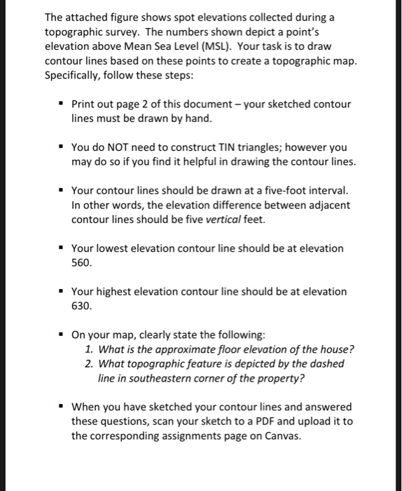 Solved The attached figure shows spot elevations collected | Chegg.com