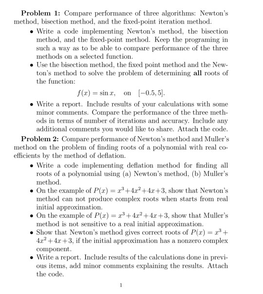 Solved Problem 1: Compare performance of three algorithms: | Chegg.com