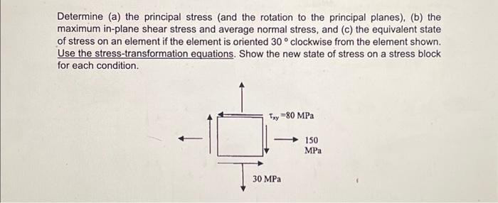 Solved Determine (a) the principal stress (and the rotation | Chegg.com