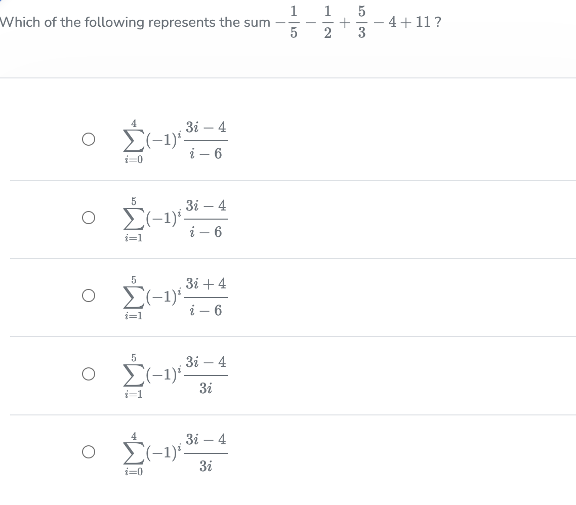 Solved Which of the following represents the sum | Chegg.com