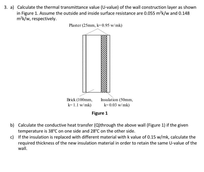 Solved 3. a) Calculate the thermal transmittance value | Chegg.com