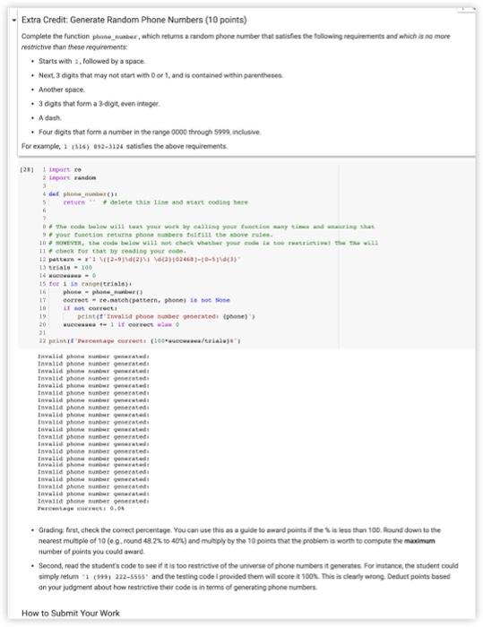 Solved Extra Credit: Generate Random Phone Numbers (10 | Chegg.com