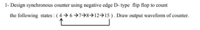 Solved 1- Design synchronous counter using negative edge | Chegg.com