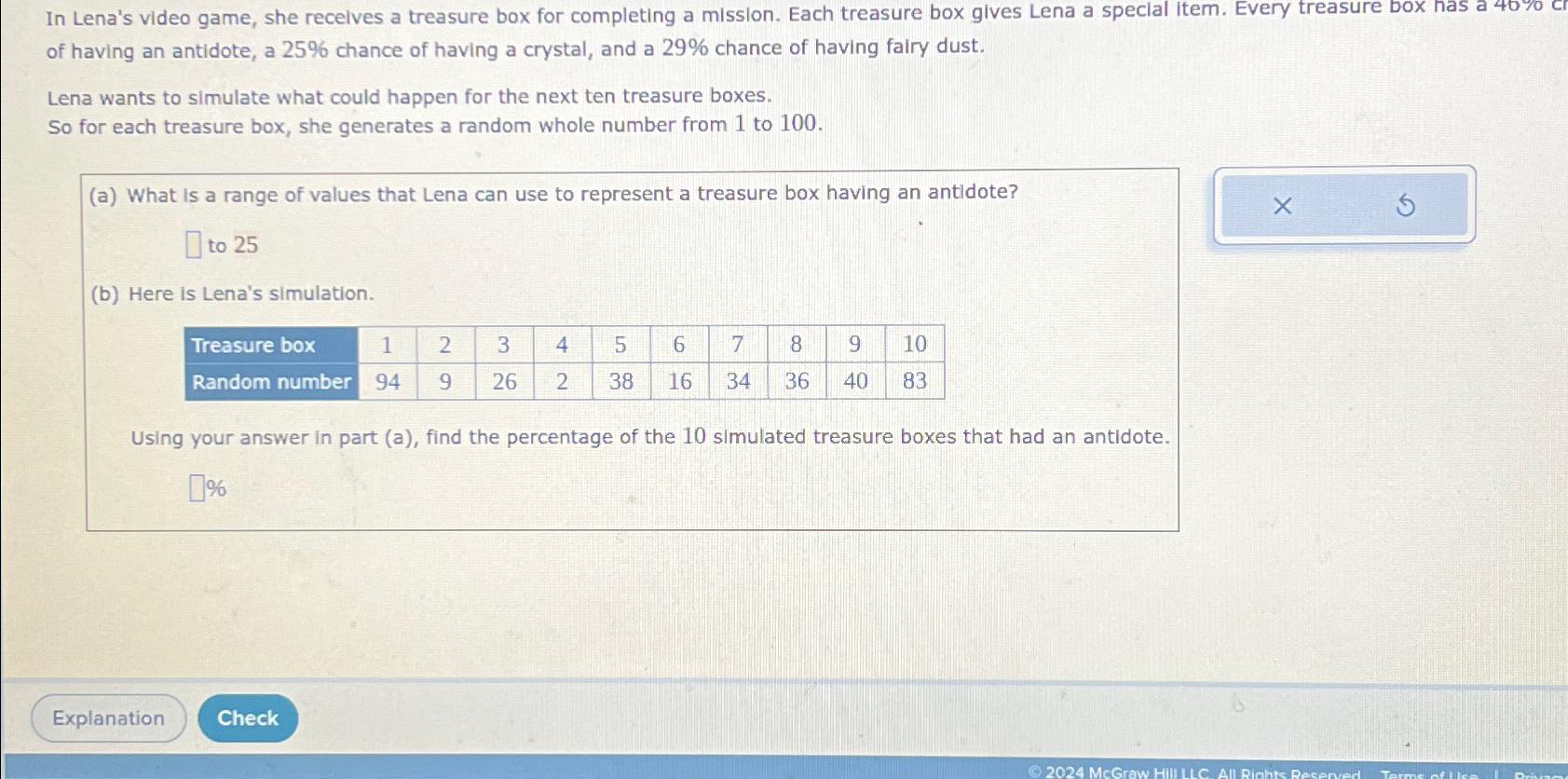 Solved In Lena's video game, she recelves a treasure box for | Chegg.com