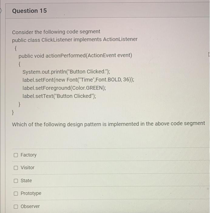 Solved Factory Visitor State Prototype Observer | Chegg.com