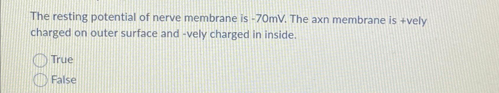Solved The resting potential of nerve membrane is -70mV. | Chegg.com