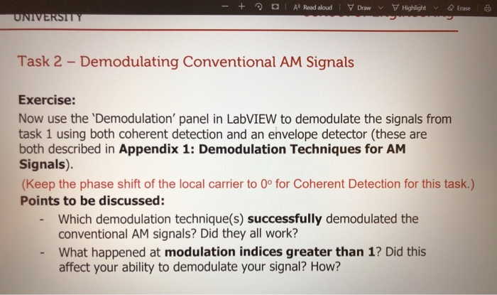 Task 1 - Generating Conventional AM signals Exercise: | Chegg.com