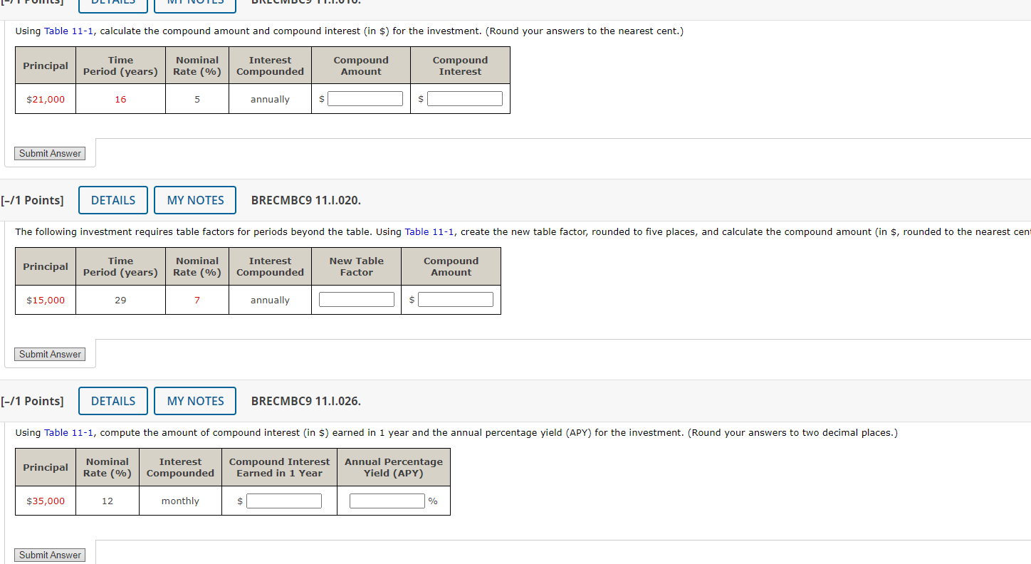 Solved Using Table 11-1, ﻿calculate the compound amount and | Chegg.com
