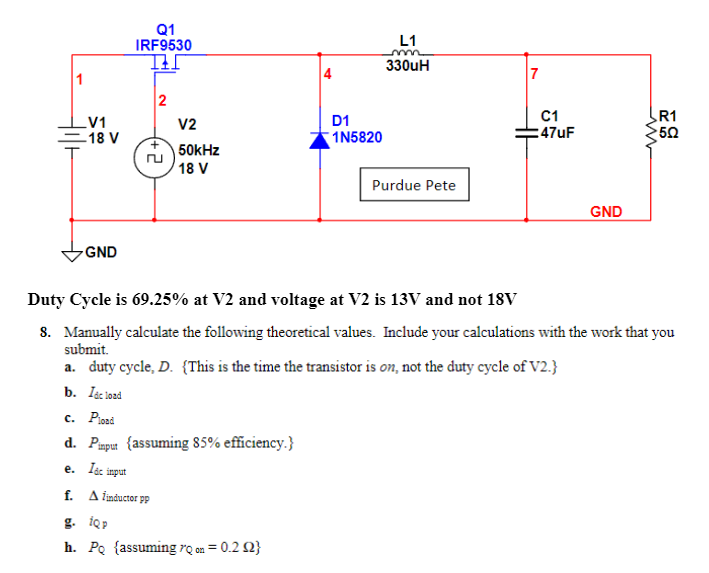 Duty Cycle is 69.25% ﻿at V2 ﻿and voltage at V2 ﻿is | Chegg.com