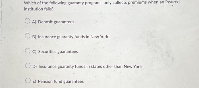 Solved Which of the following guaranty programs only | Chegg.com