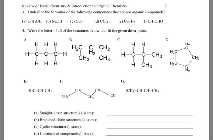 Solved Review of Basic Chemistry & Introduction to Organic | Chegg.com