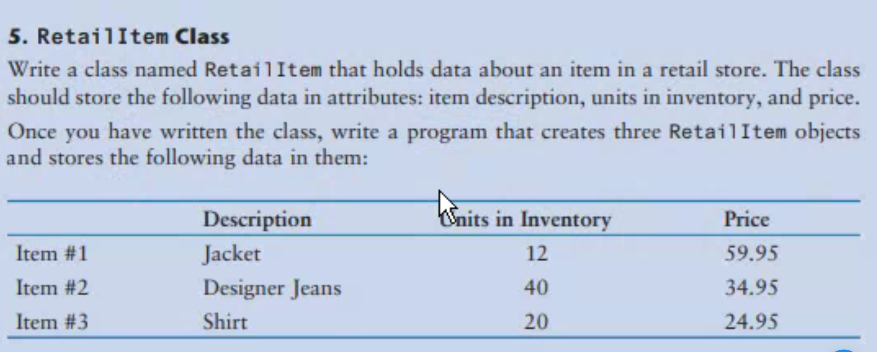 Solved Retail Item ClassWrite a class named Retail Item that | Chegg.com