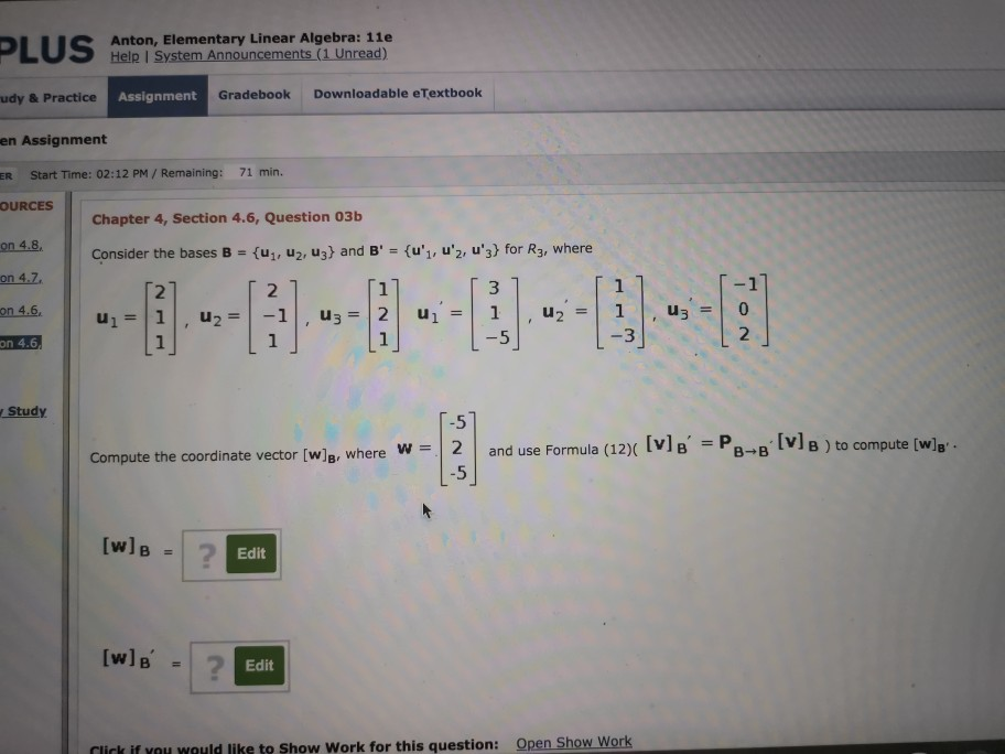 Solved PLUS Anton, Elementary Linear Algebra: 11e Help | Chegg.com
