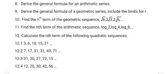 Solved 8. Derive the general formula for an arithmetic | Chegg.com