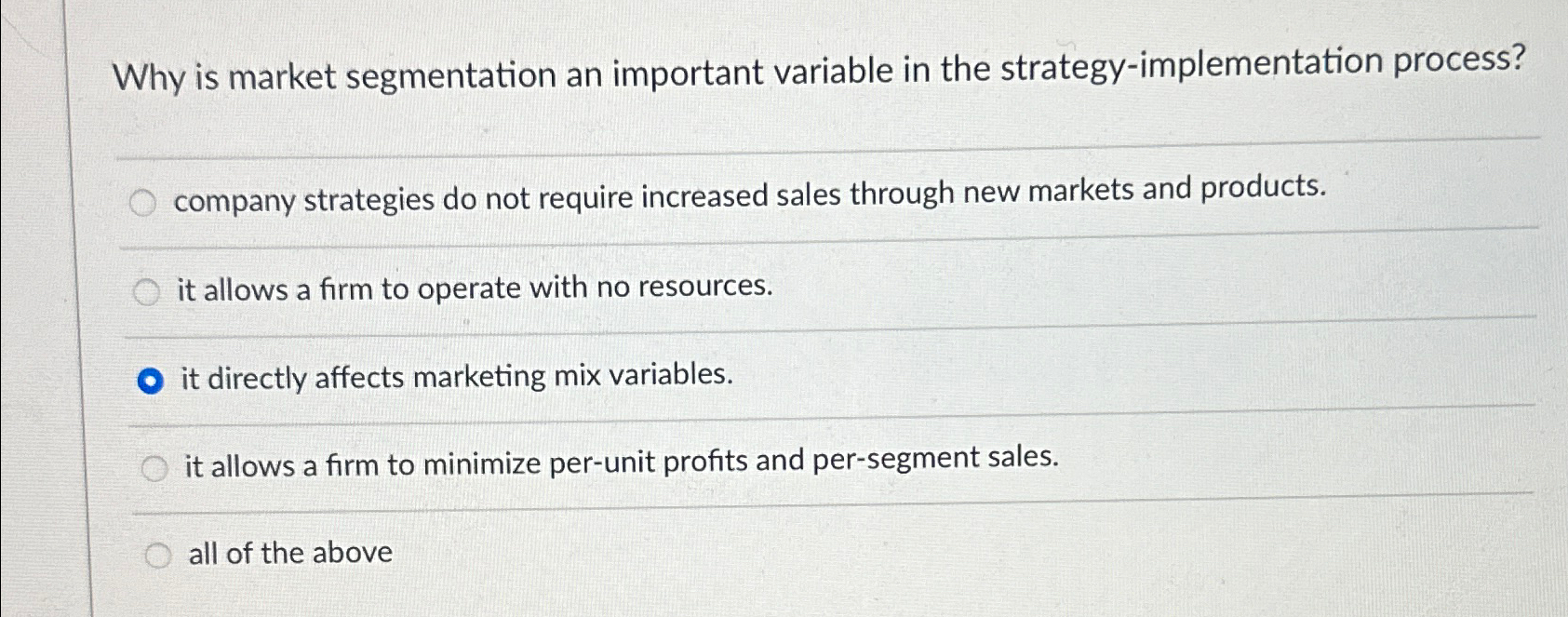 Solved Why is market segmentation an important variable in | Chegg.com