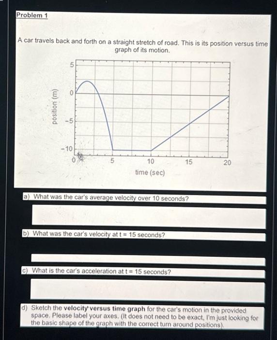 Solved A car travels back and forth on a straight stretch of | Chegg.com