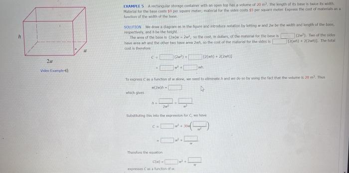 Solved EXAMPLE 5 A rectangular storage container with an | Chegg.com