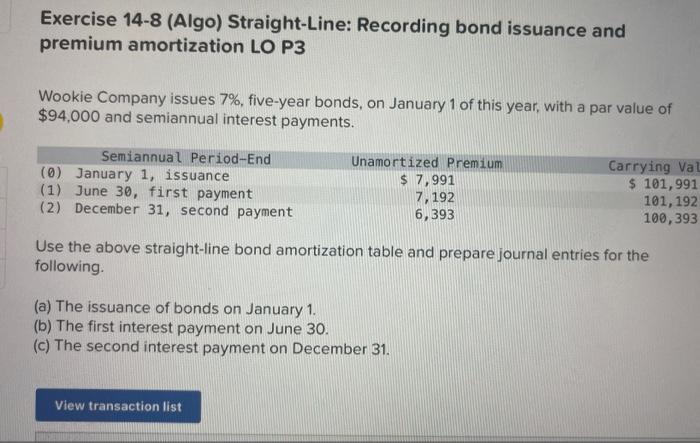 Solved Exercise 14-8 (Algo) Straight-Line: Recording bond | Chegg.com