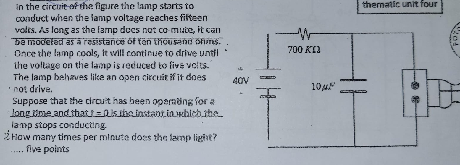 Solved In the circuit of the figure the lamp starts | Chegg.com