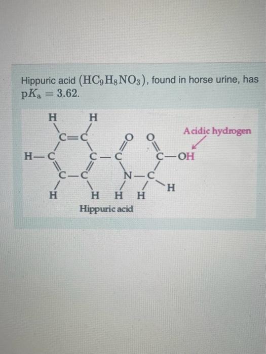 Solved Hippuric acid (HC9H8NO3), found in horse urine, has | Chegg.com