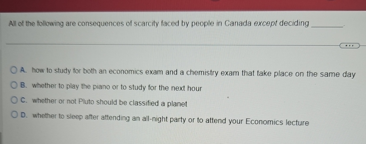 Solved All of the following are consequences of scarcity | Chegg.com