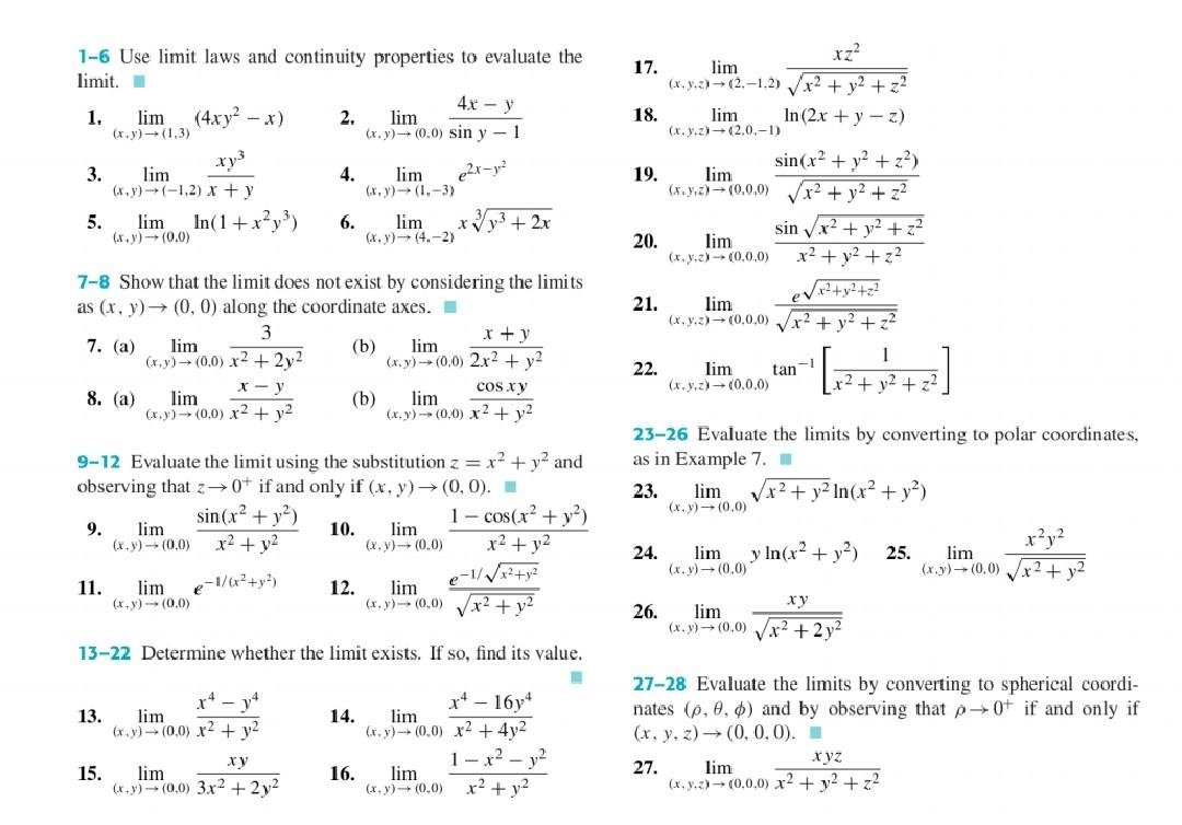 Solved 1-6 Use limit laws and continuity properties to | Chegg.com