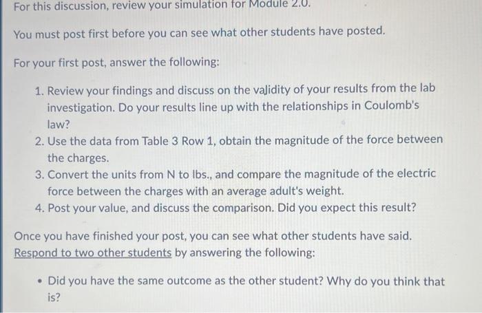 Solved You must post first before you can see what other | Chegg.com
