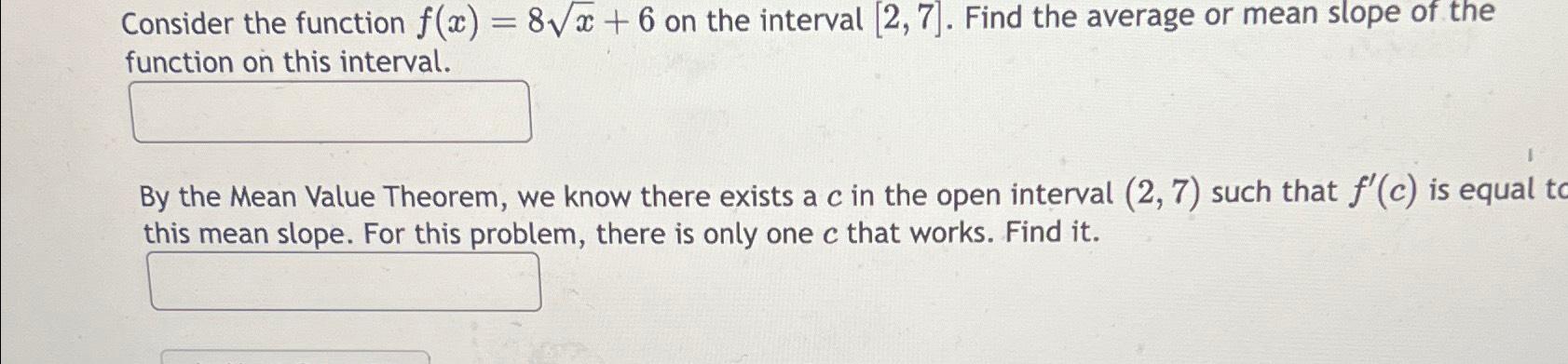 Solved Consider the function f(x)=8x2+6 ﻿on the interval | Chegg.com
