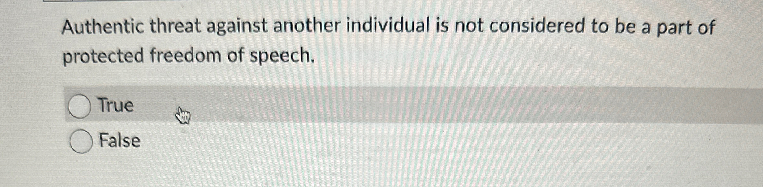Solved Authentic threat against another individual is not | Chegg.com