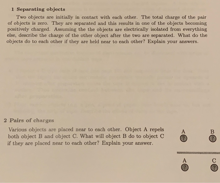 Solved 1 Separating objects Two objects are initially in | Chegg.com