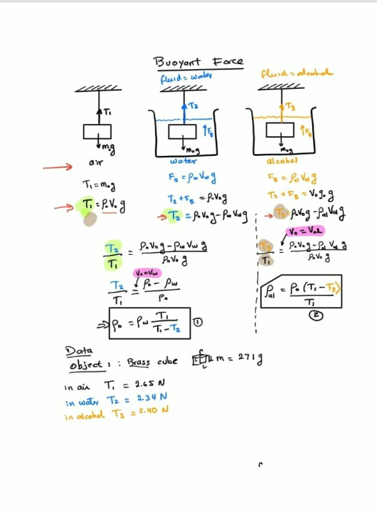 Solved Buoyant Force Measure The Density Of Metal Plastic Chegg