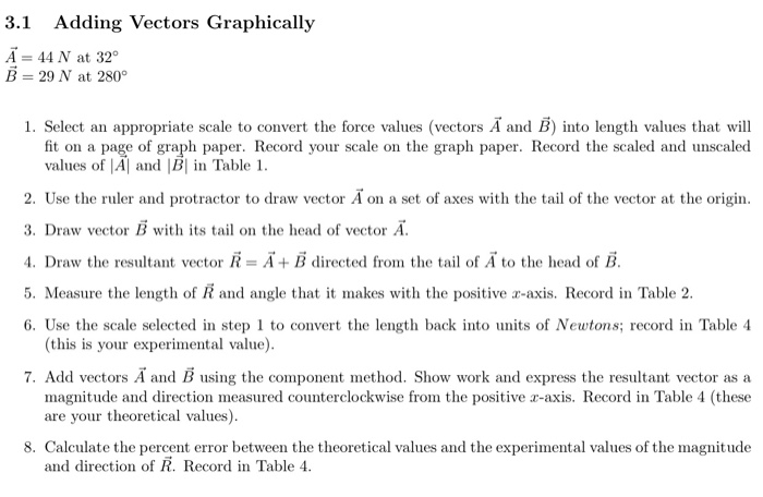 Solved 3.1 Adding Vectors Graphically A = 44 N at 32° B = 29 | Chegg.com