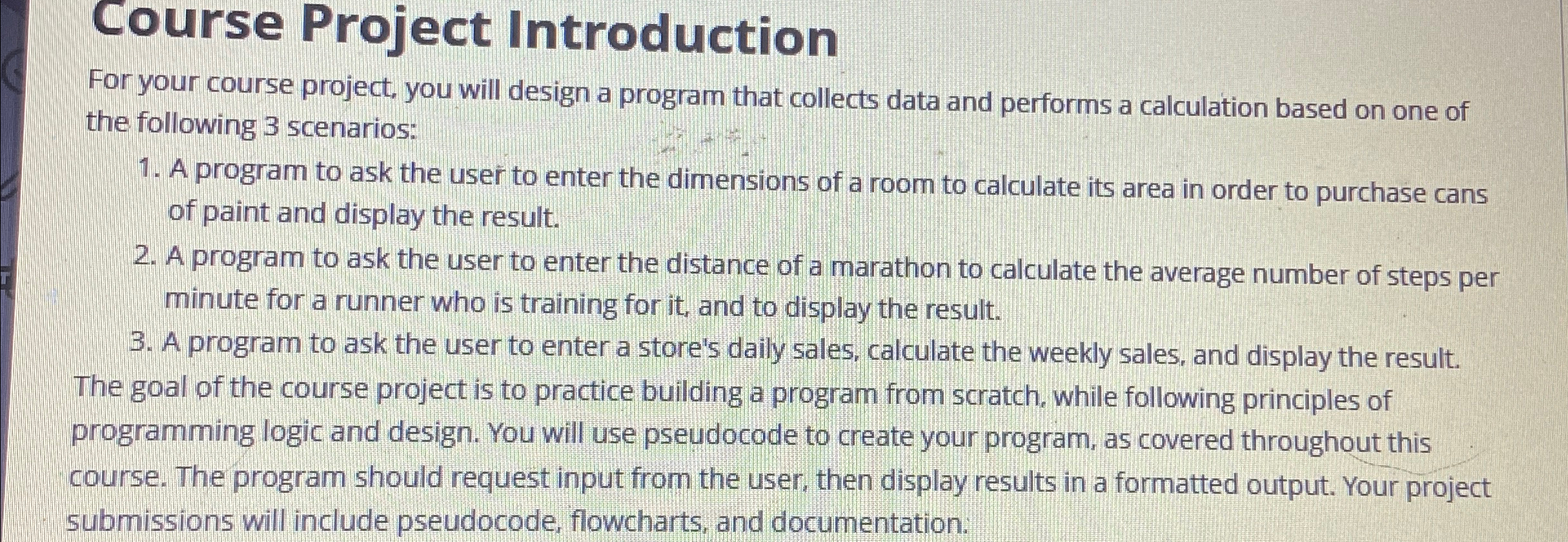 Solved Course Project IntroductionFor your course project, | Chegg.com
