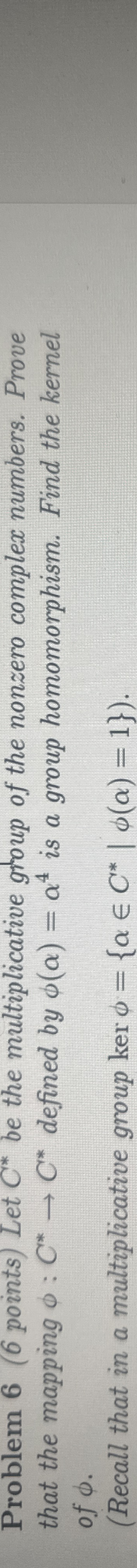 Solved by an EXPERT Problem 4 (6 ﻿points) ﻿Find the order of the element | Chegg.com