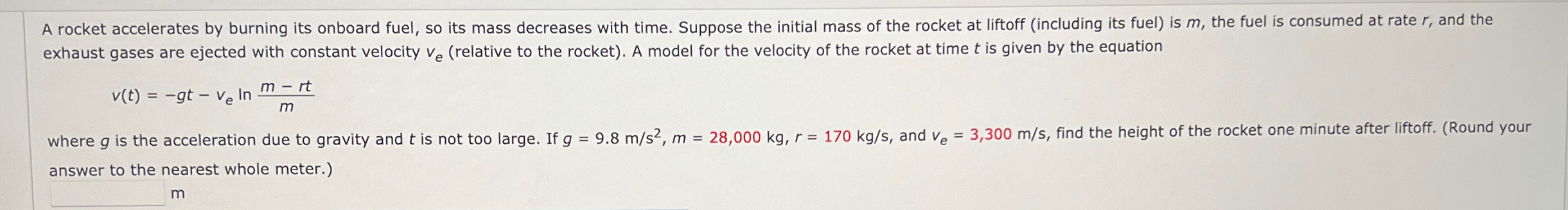 exhaust gases are ejected with constant velocity | Chegg.com