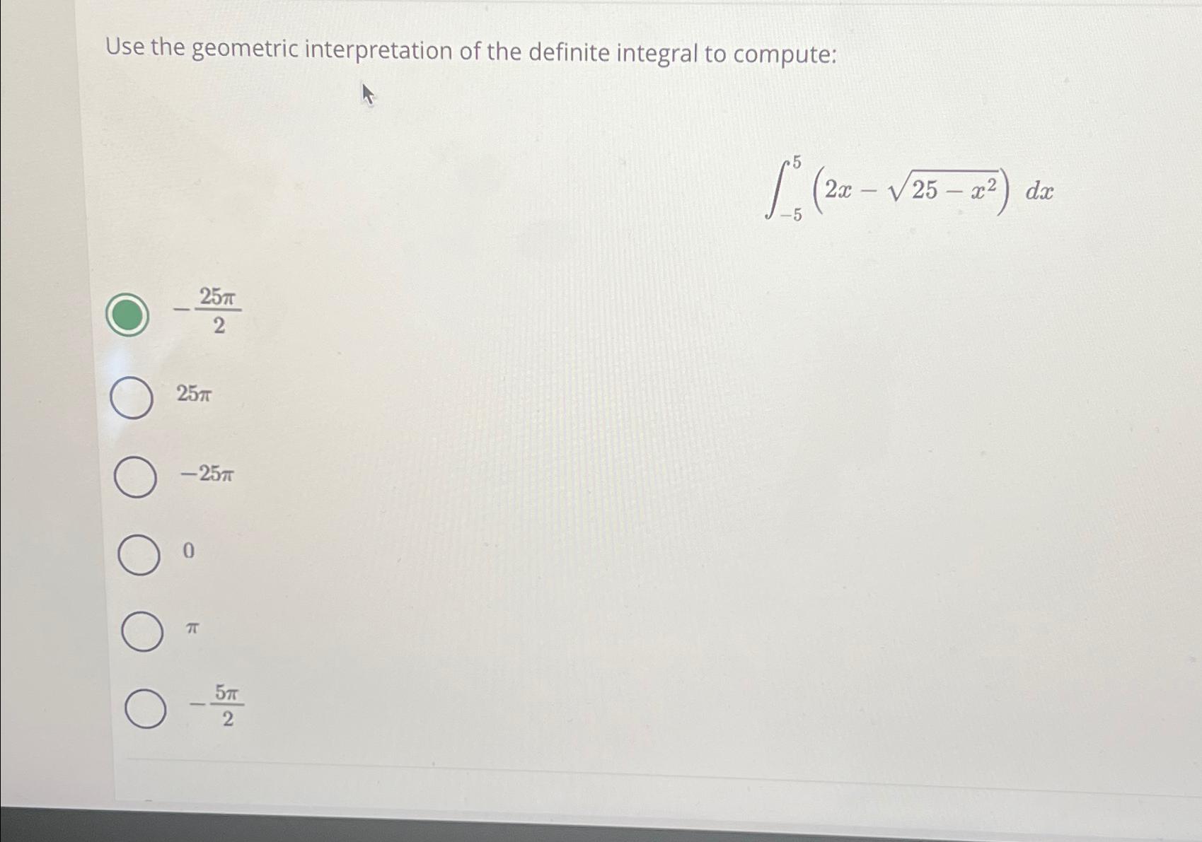 Solved Use the geometric interpretation of the definite | Chegg.com