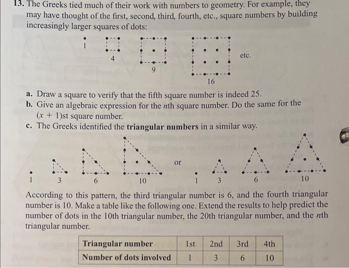 Solved 13. The Greeks tied much of their work with numbers | Chegg.com