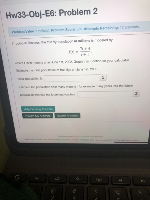 Solved Hw33-Obj-E6: Problem 2 Problem Value: 1 point(s). | Chegg.com