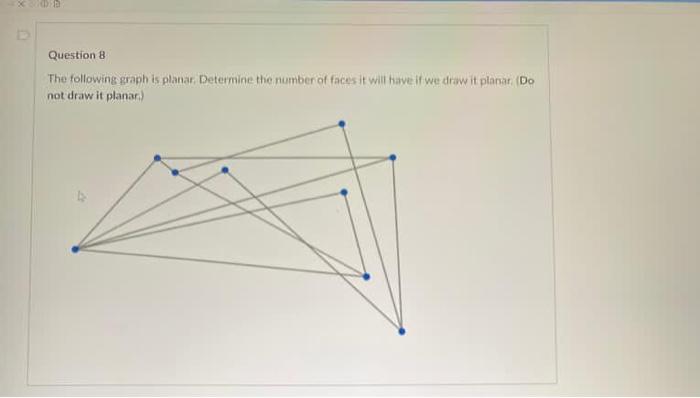 Solved Question 8 The following graph is planar. Determine | Chegg.com