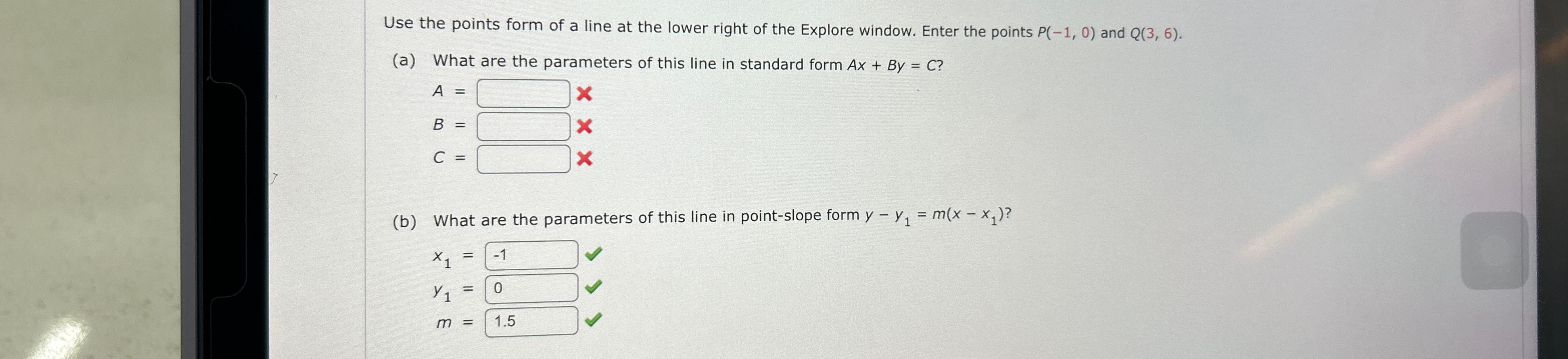 Solved Use the points form of a line at the lower right of | Chegg.com