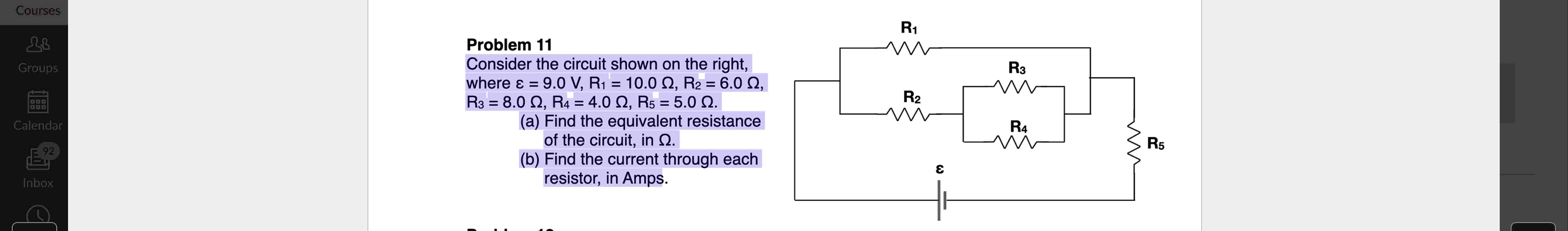 [Solved]: Problem 11 Consider the circuit shown on the right