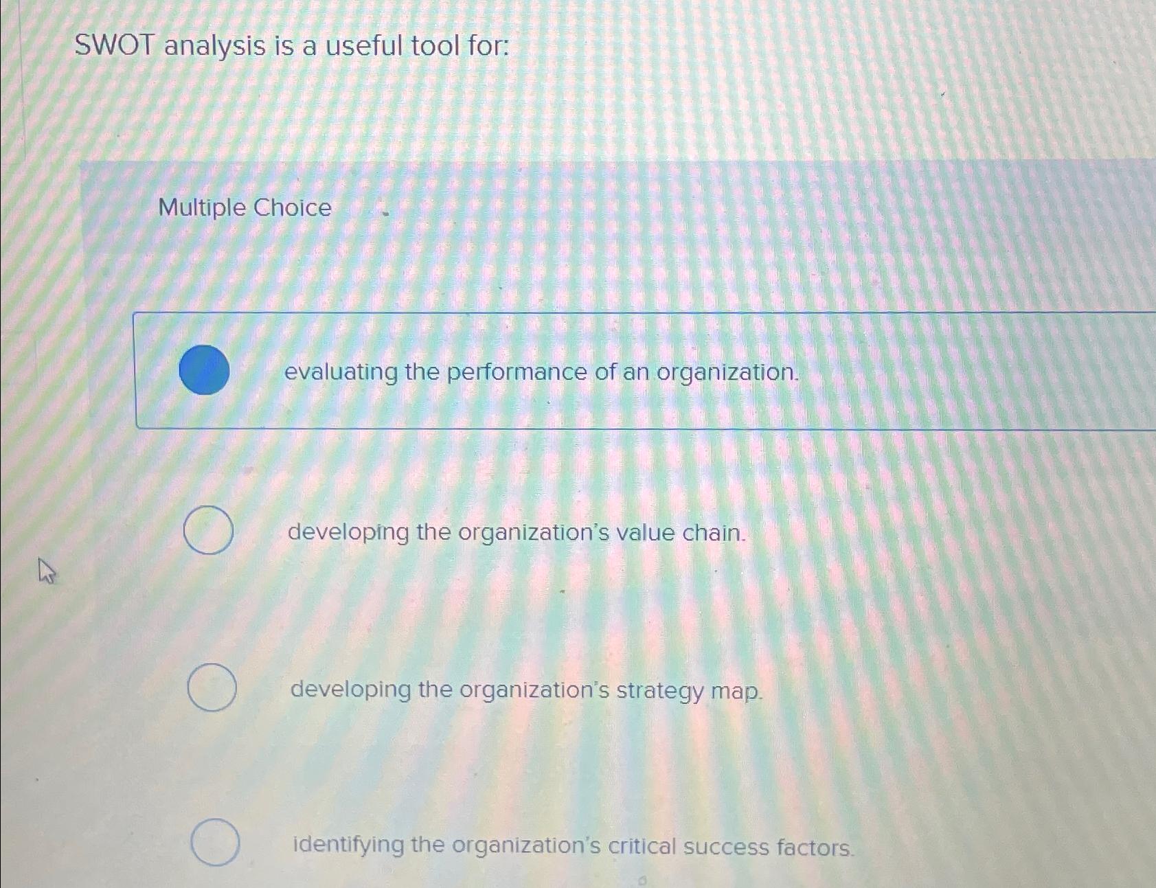 Solved SWOT analysis is a useful tool for:Multiple | Chegg.com