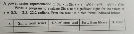 A power series representation of Sinx is | Chegg.com